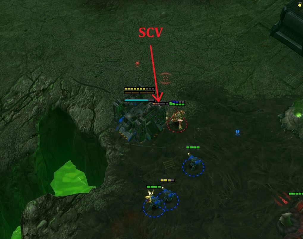 How to target an SCV that's building a structure while hidden inside ...